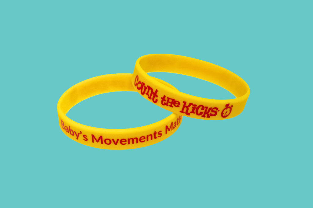 Yellow Kick Counting Reminder Bracelets (English) - WI - Count the Kicks